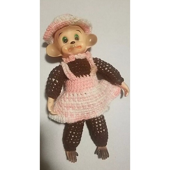 Handmade | Toys | Vintage Rubber Face Monkey Plush Handmade Crocheted ...